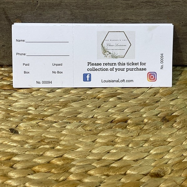 250 RAFFLE TICKETS Custom Printed Numbered Raffle Tickets Fundraiser ...