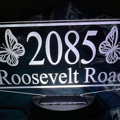 Personalized Solar House Number Sign, Solar Light up RGB Sign, Address ...
