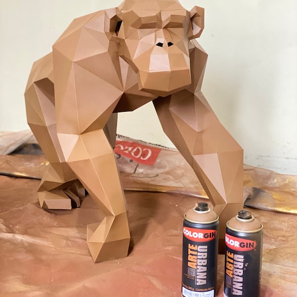 Chimpanzee Paper Craft, Digital Template, Origami, PDF Download DIY ...