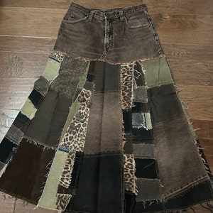L Denim Patchwork Overall Dress, Casual Mini Sarafan of Shabby Jeans ...