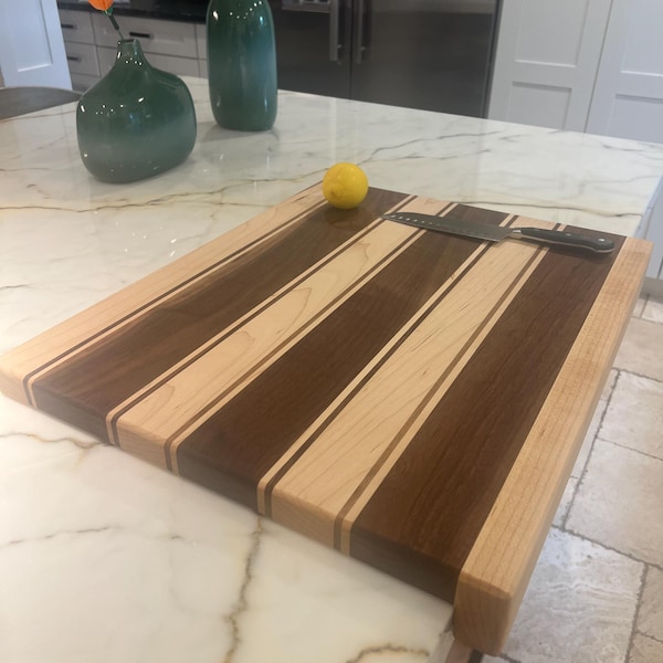 Maple & Walnut Dough Board/ Hardwood Cutting Board With Lip ...