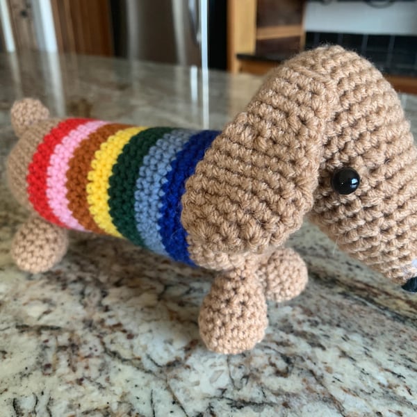 Rainbow Sausage Dog Crochet Pattern: Amigurumi Dachshund (PDF Pattern ...