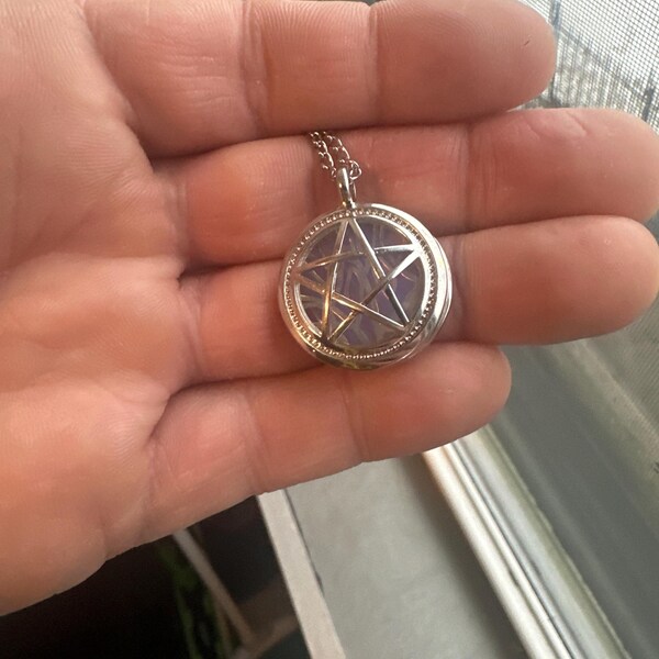 Pentacle Crystal Necklace, Crystal Pendant, Sterling Silver Plating ...