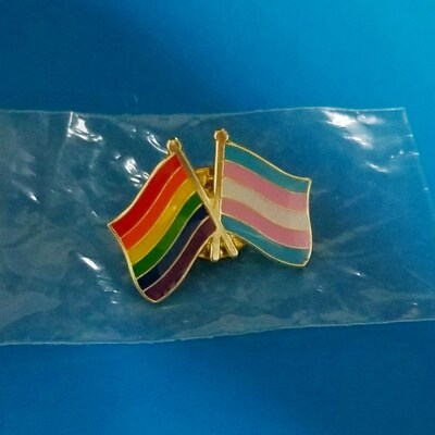 The LGBTQ TRANSGENDER Rainbow Pride DOUBLE Flag Pin Badge for Lapels ...