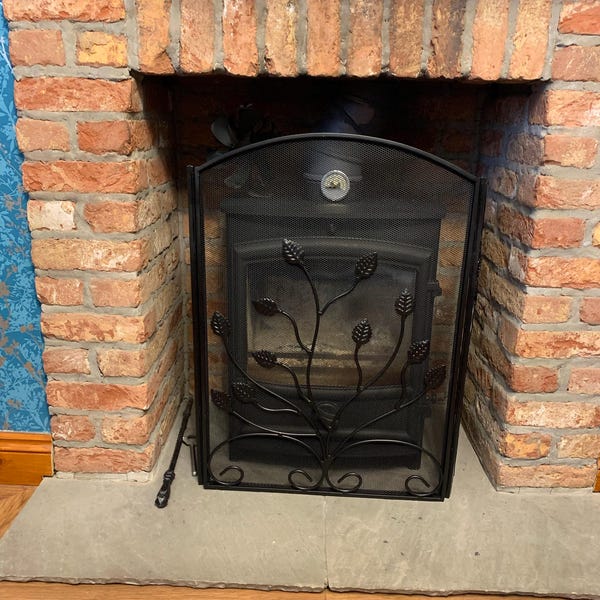 Iron Three Fold Black Fire Guard With Tealight Holders/ Simplistic ...