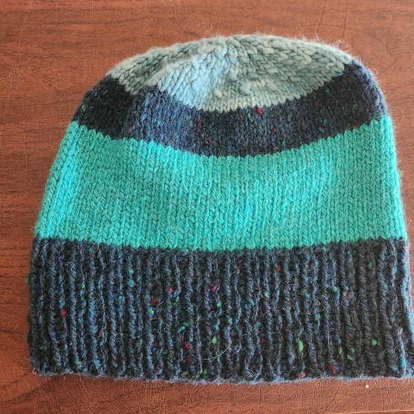 Handknit Knitted Watchcap Merino Wool Hand Dyed Skullcap Hat Beanie ...