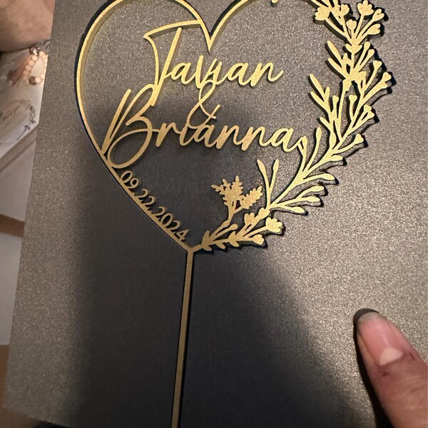 Gold Cake Topper With Heart, Heart Cake Topper, Wedding Cake Toppers ...
