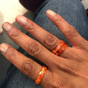 Resin Ring Cinnamon Orange Faceted Eco Resin Ring With Copper Flakes - Etsy