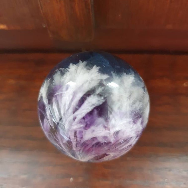 Natural Feather Fluorite Sphere , Snowflake Quartz Crystal Fluorite ...