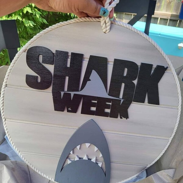Shark Week, Shark Week Door Hanger, Shark Week Sign, Shark Week Wood ...