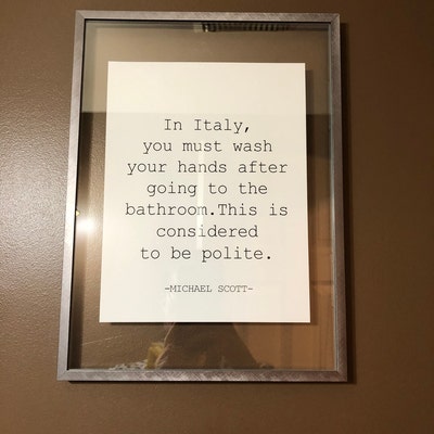 Funny Bathroom Signs, Michael Scott Quotes, Bathroom Wall Art, the ...
