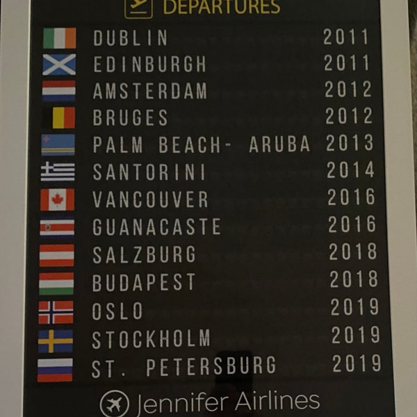 Airport Flight Board With Flags, Printed Version - Frame Not Included ...