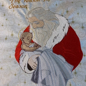 Santa Holding Jesus Christ Embroidery Design - Etsy