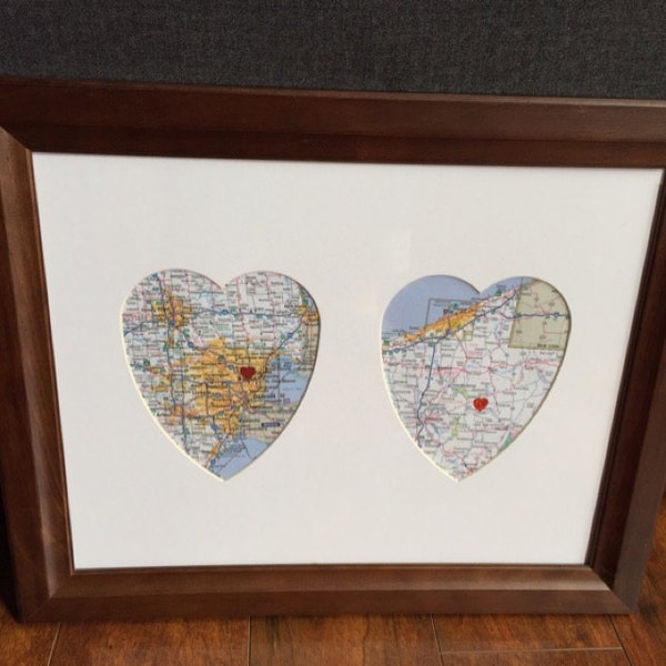 Picture Frame Mat With Heart Cutout 11x14 With 2 Hearts 4.5x5.5 White ...
