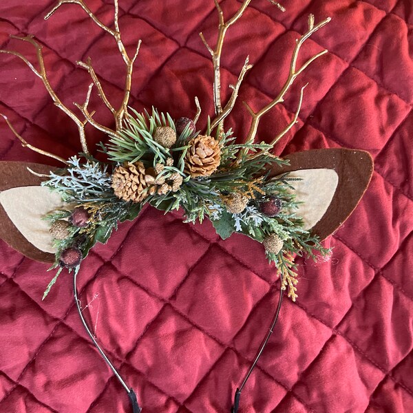 Reindeer Costume Adults, Winter Deer Antler Headpiece, Christmas ...