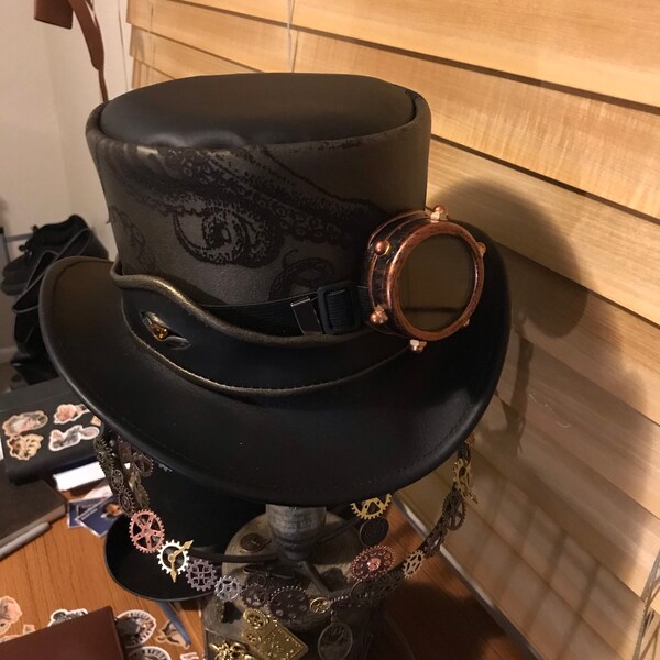 Steampunk Chopper Cross Leather Black Motorcycle Top Hat Biker - Etsy