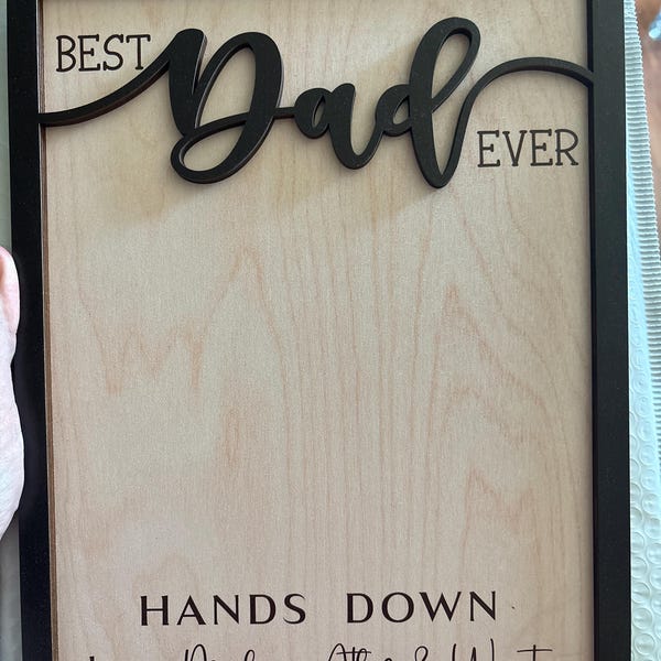 Personalized DIY Handprint Sign, Father's Day Gift, Father's Day Wooden ...