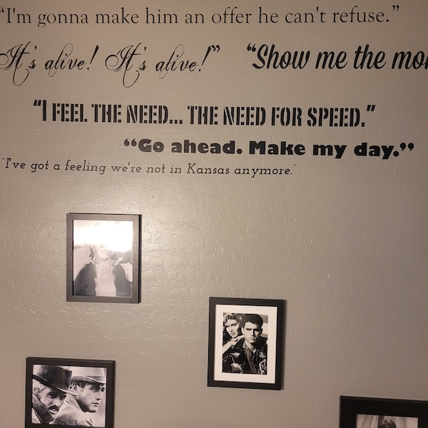 Movie Quotes Wall Decal - Classic Cinema Vinyl Art - Etsy