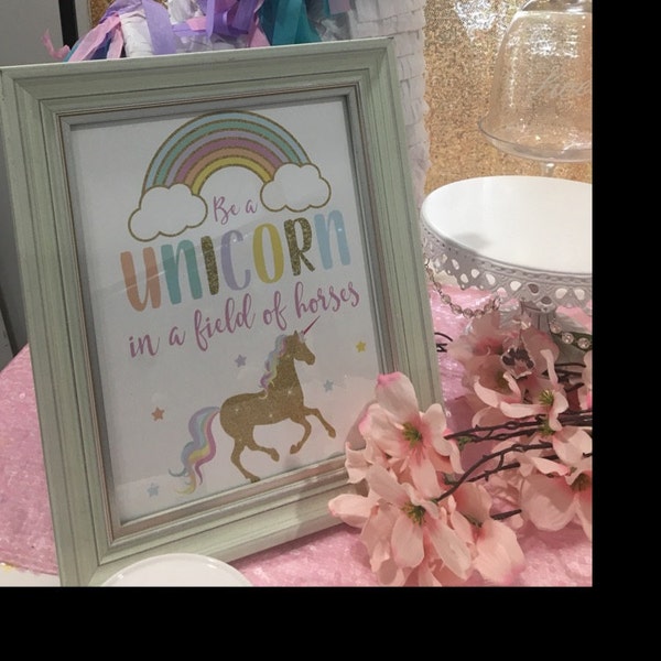 INSTANT DOWNLOAD Unicorn Printable 5x7 and 8x10 Be a Unicorn in a Field ...