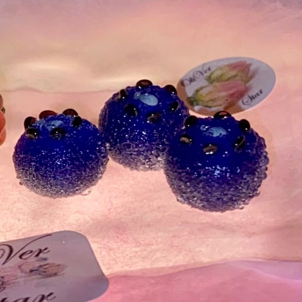 Frost Glass Berries, Lampwork Blue Cobalt Blueberry, Lampwork Berry ...