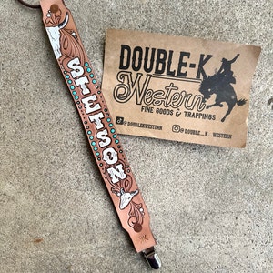 Western Tooled Leather Pacifier Clip - Etsy