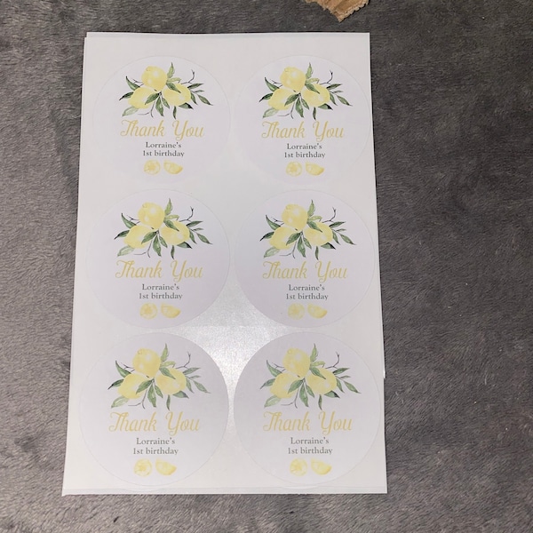 Lemon Thank You Stickers, Lemon Stickers, Lemon Bridal Shower Stickers ...