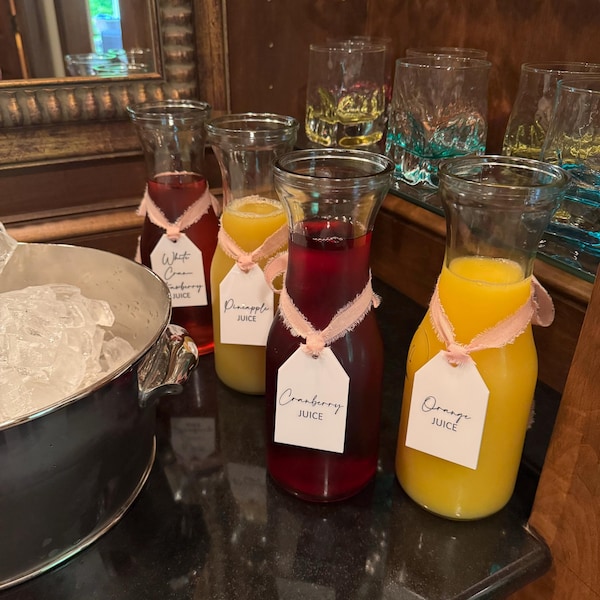 Mimosa Bar Acrylic Juice Tags — PRICE FOR 1 PIECE | Carafe Labels for ...