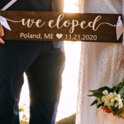 We Eloped Sign-12 X 5.5 Wedding Date Sign-elopement Sign-rustic Wood ...