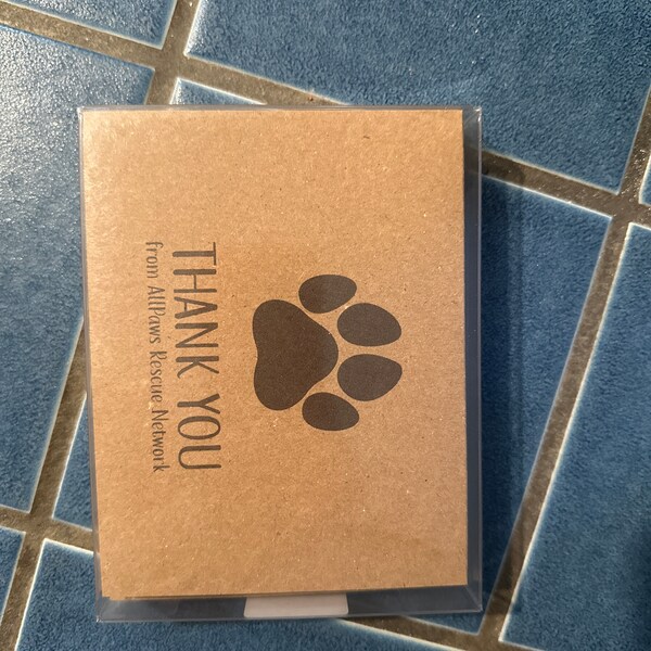 Custom Paw Prints Thank You Cards With Envelopes, Dog Thank You Notes ...