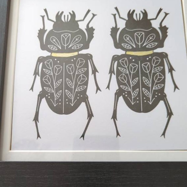 The Burrowers - Hand Made Original Linocut Design Greetings Card. Brown ...