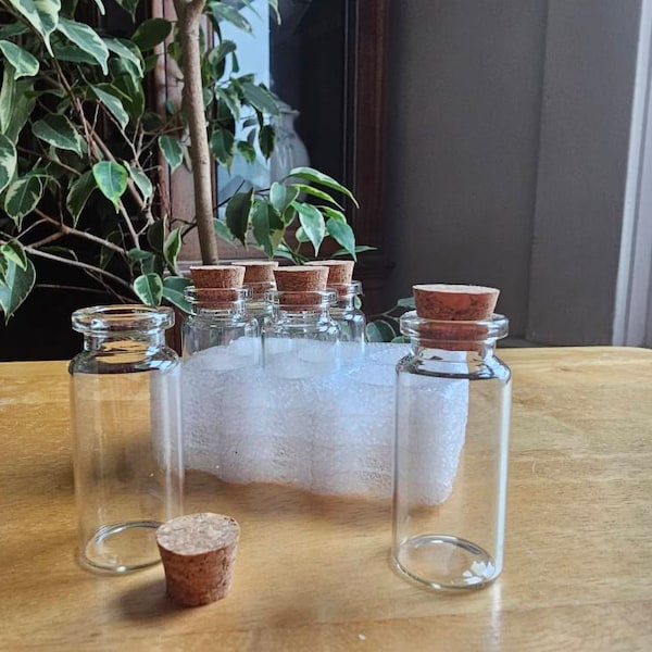 Glass Bottles With Corks, 5, 10, 15, or 20 Ml Clear Empty Jars With Cork Stopper Lids, Vials for ...