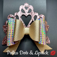 Princess Bow SVG, Crown Bow Template SVG, Tiara Hair Bow, Felt Bow PDF ...