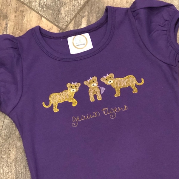 Light Fill Girl Tiger Trio Embroidery Design - Etsy