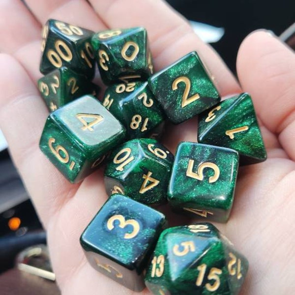 11 Set Emerald Galaxy Dice Dungeons and Dragons Dice Set 11 Polyhedral ...