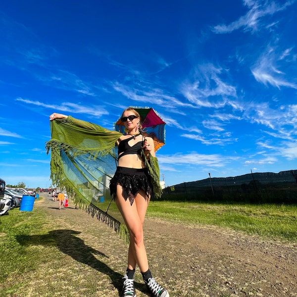 Black Asymmetrical Top and Sequin Skirt Set/ Festival Outfit / Rave Outfit / Fairy Outfit ...