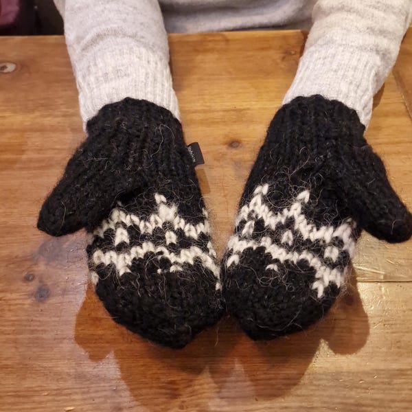 Hand Knitted Icelandic Quality Wool Lopi Mittens Lined With Polar ...