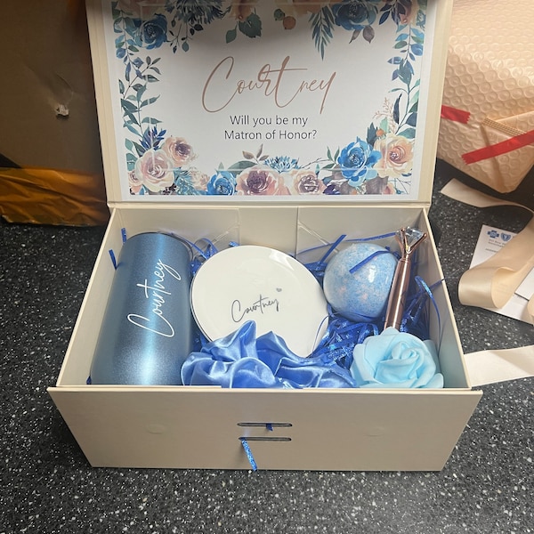 SKY Blue Bridesmaid Proposal Box, Will You Be My Bridesmaid Box Set ...