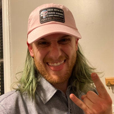 LGBTQ Trans Pride Punisher Skull Dad Hat Rectangle Leather Patch ...