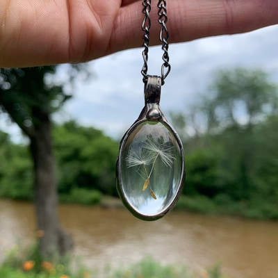 Wish Necklace, Dandelion Necklace, Made With Real Dandelion Seeds, Not ...