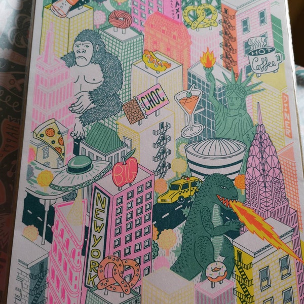 A4 New York City Risograph Print - Etsy