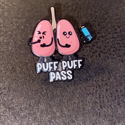 Puff Puff Pass Enamel Pin, 1.25 Cute Lungs Pin, Respiratory Therapist ...