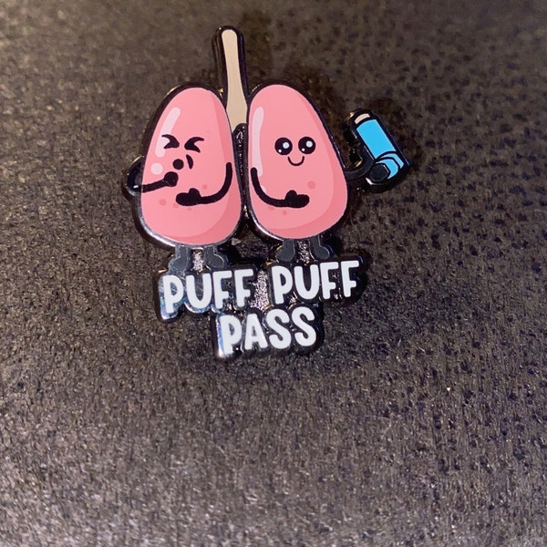 Puff Puff Pass Enamel Pin, 1.25" Cute Lungs Pin, Respiratory Therapist ...