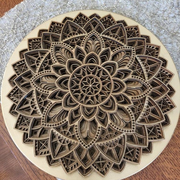 Wall Art, Layered Wood Mandala, Wall Hanging, Wooden 3d Wall Art Laser ...