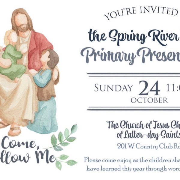 Primary Program Invitation - Jesus With Children - Customised Just for ...