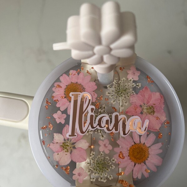 Dried Flower Stanley Topper, Tumbler Topper, Rose Gold, Pink and White ...