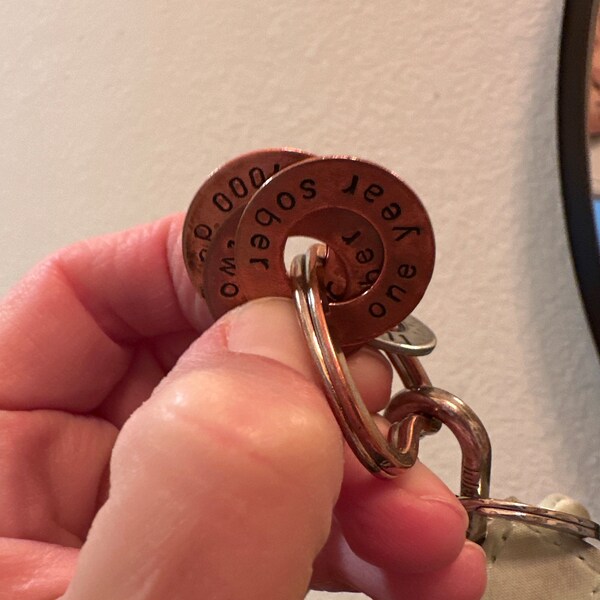 KINDRED SPIRITS Gift - Copper Washer Key Ring and Sterling Silver Heart ...