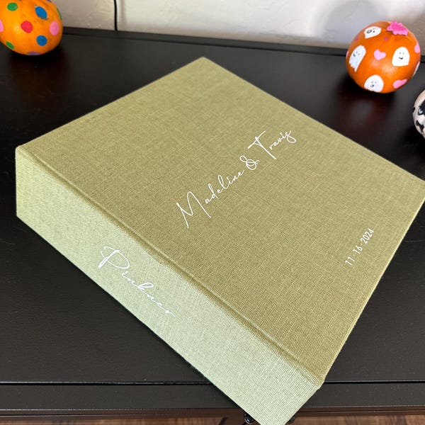 Linen Wedding Photo Album Modern Wedding Gift, Anniversary Scrapbook ...