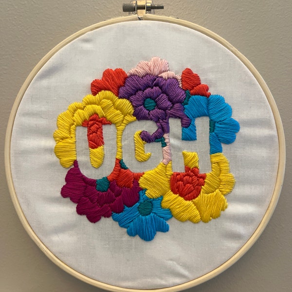 Digital Hand Embroidery Pattern Floral Pastel Ugh Design Digital PDF ...