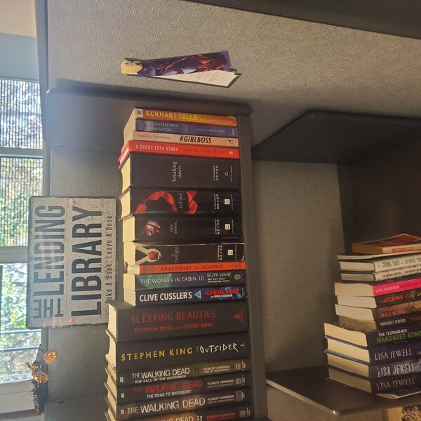 The Lending Library Sign, Rustic Distressed Book Sharing Literary Metal ...