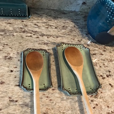 Large Spoon Rest Jewelry Tray Soap Dish Double Spoon Holder Rustic ...